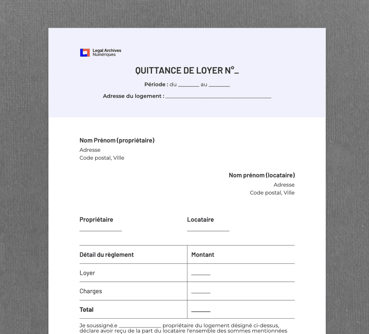 Quittance de Loyer | Attestation Officielle de Paiement